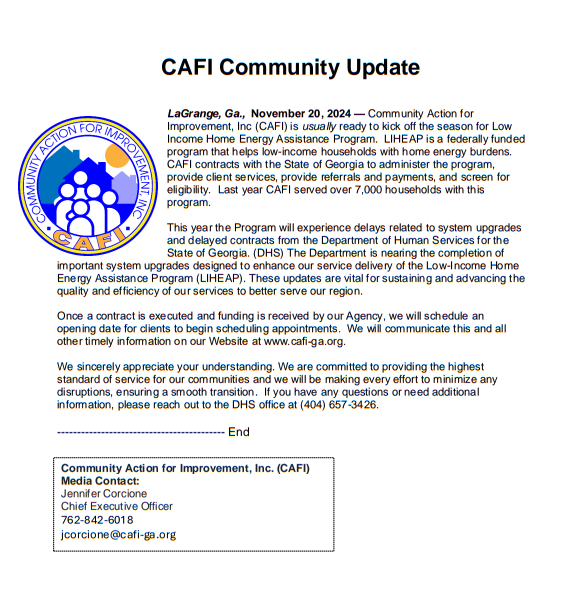 Community Action For Improvement (CAFI)